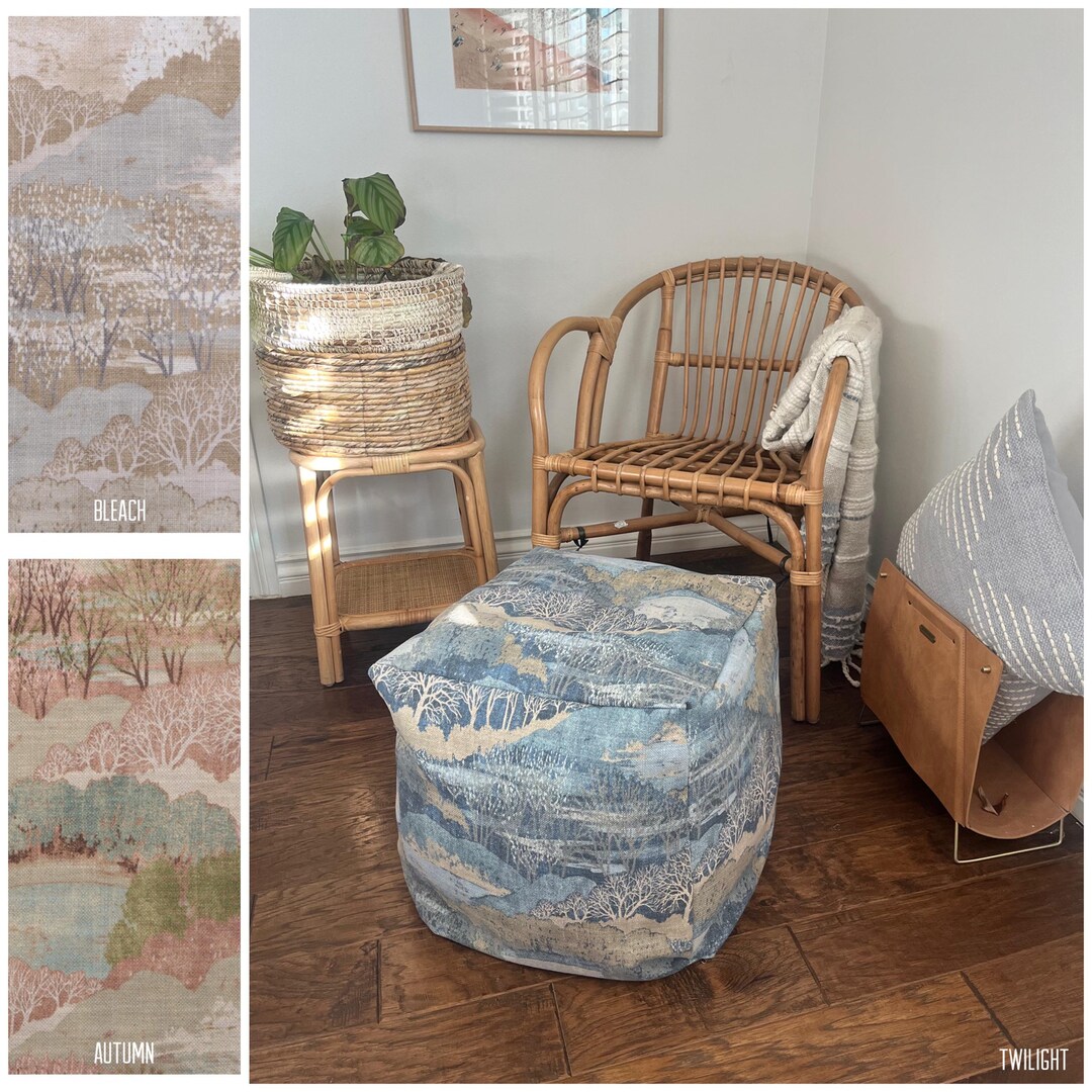 Landscape Pattern Pouf Ottoman Cover: Washable Nature Design - Etsy