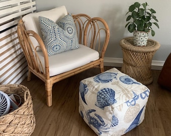 Nautical Small Ottoman Footstool Coastal Furniture Pouf Lighthouse Decor Etsy UK