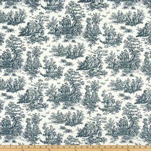 Toile Pouf Ottoman: Blue & Cream Colonial Decor, Washable Cover - Etsy