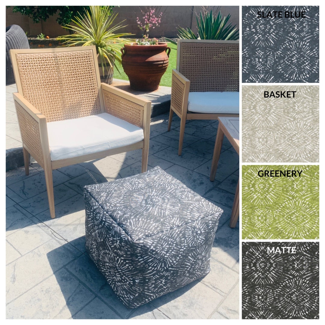 Indoor/outdoor Black Outdoor Pouf, Blue Outdoor Pouf, Green Outdoor ...