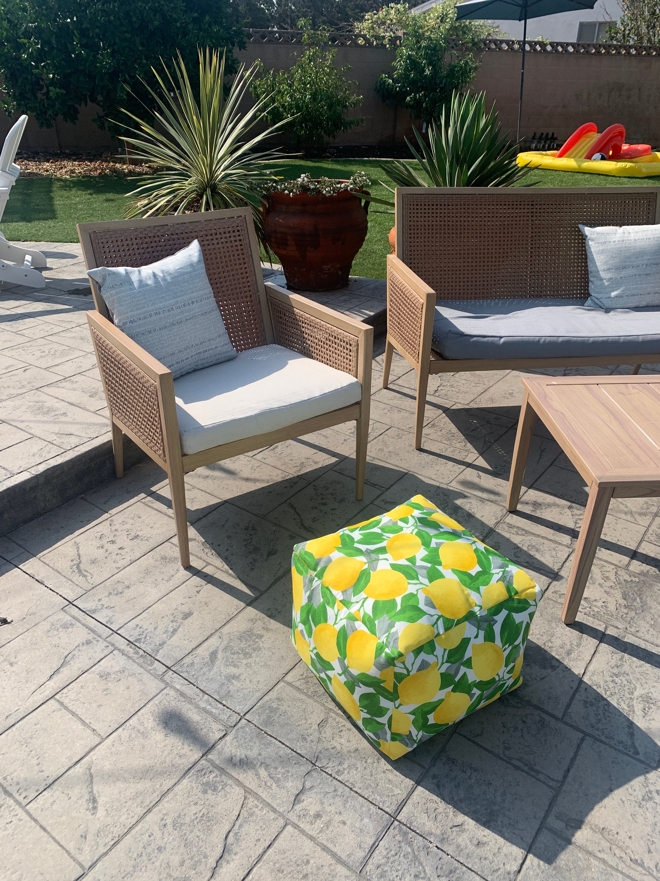 Lemon Indoor/outdoor Pouf Ottoman Home Decor Colorful - Etsy