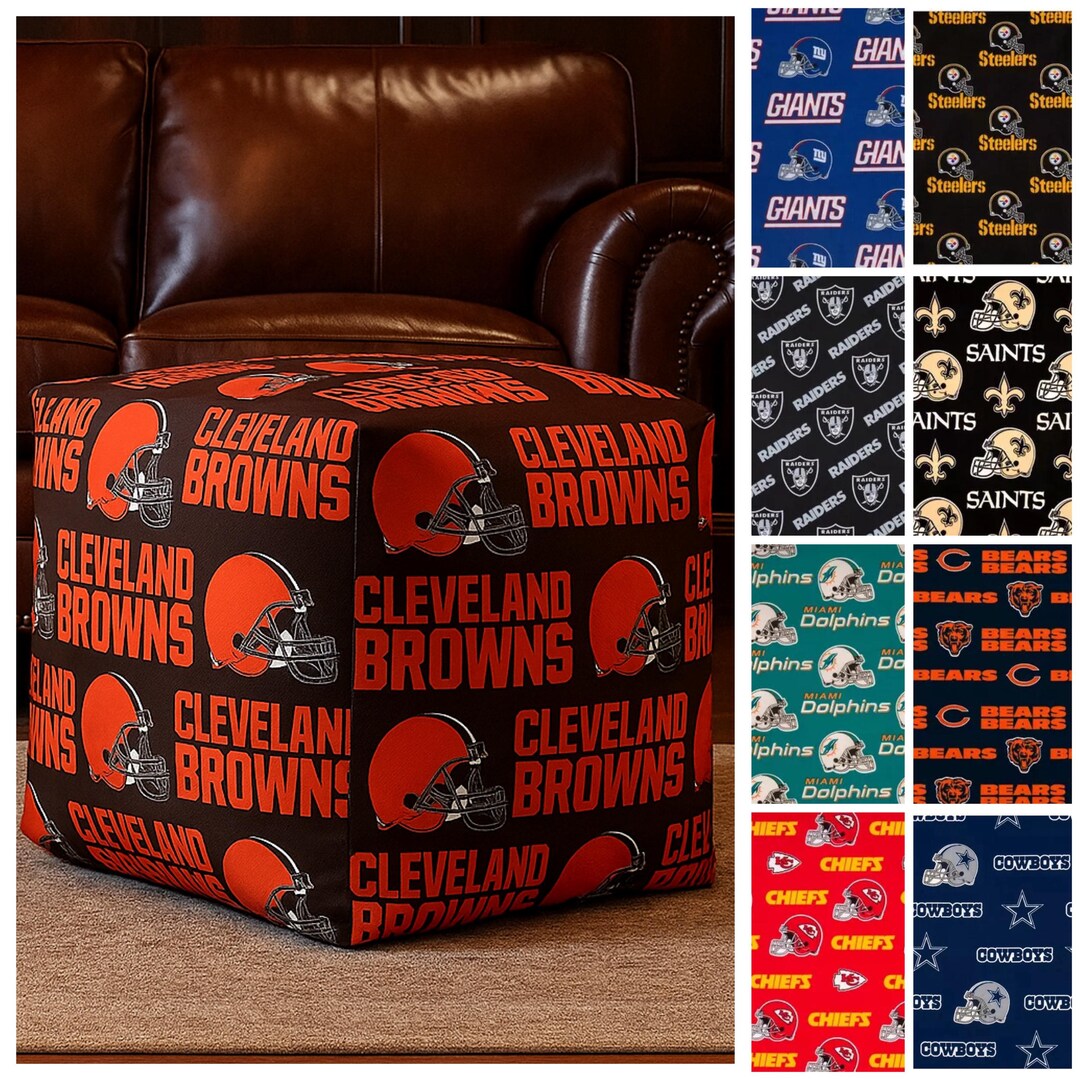 Football Team Pouf Ottoman: Mancave Home Decor, NFL Pouf, NFL Decor ...