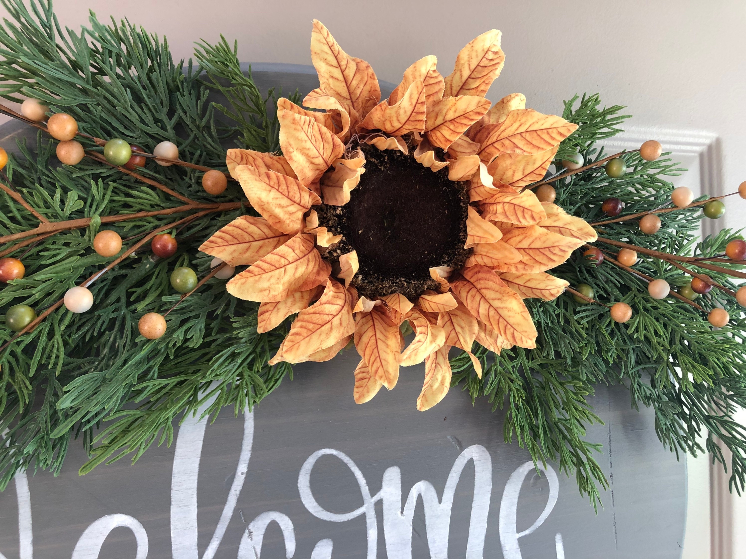 Welcome Sunflower Door Sign Round Sign 17inch - Etsy