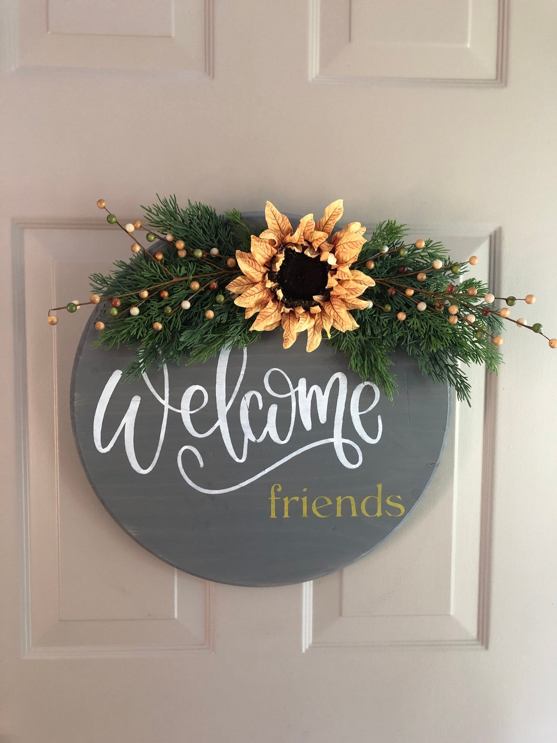 Welcome Sunflower Door Sign Round Sign 17inch - Etsy