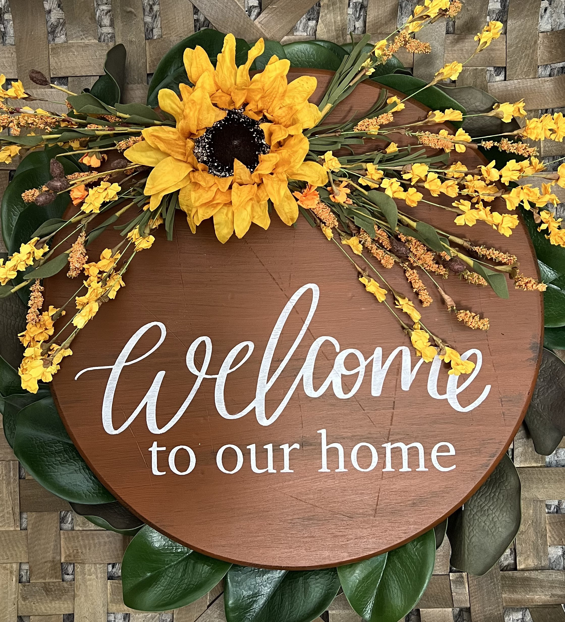 Welcome | Sunflower | Door Sign| Round Sign| 17inch - Etsy