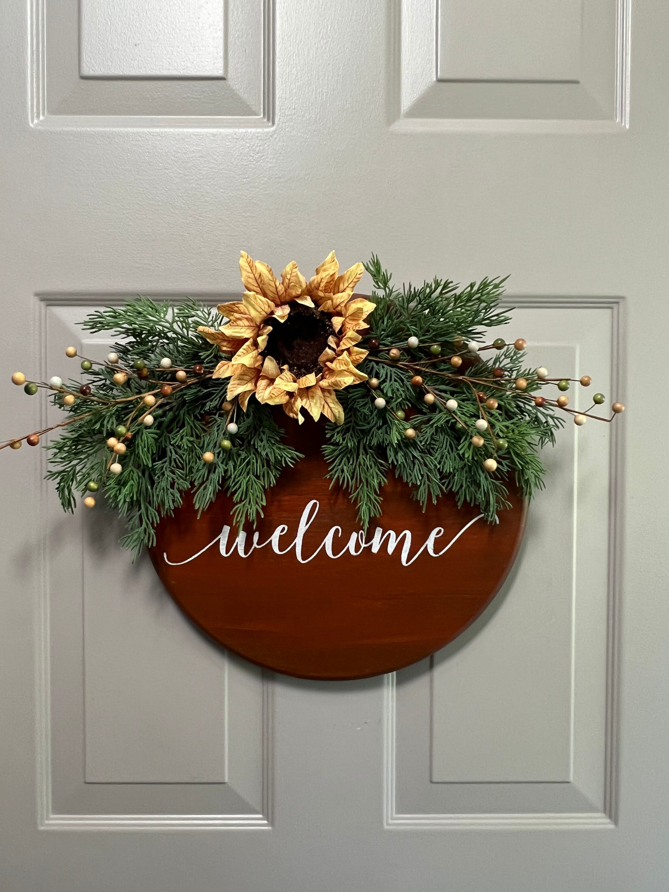Welcome | Sunflower | Door Sign| Round Sign| 15inch - Etsy