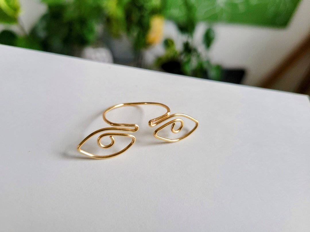 Double Eye Adjustable Wire Ring/ 14K Gold-filled/ Sterling Silver ...