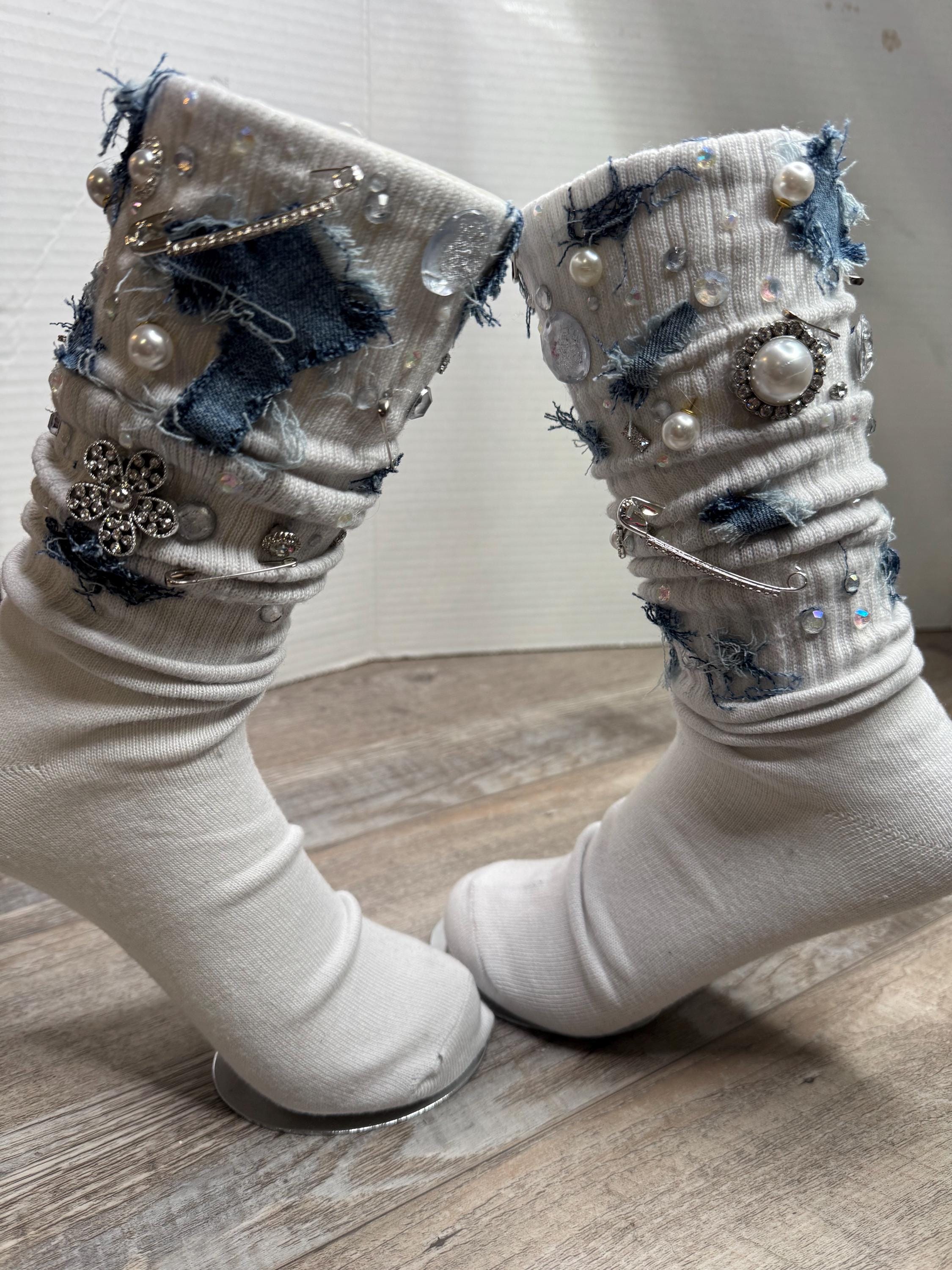 Customizable Denim Bling Embellished Socks - Etsy
