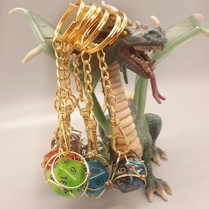 Removable D20 Cage Keychain, Gold Metal Keyring DND Dice, RPG ...