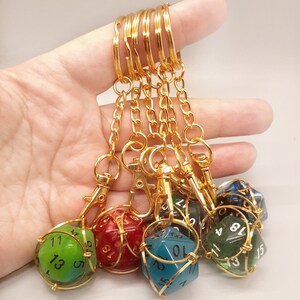 Removable D20 Cage Keychain Gold Metal Keyring DND Dice RPG - Etsy