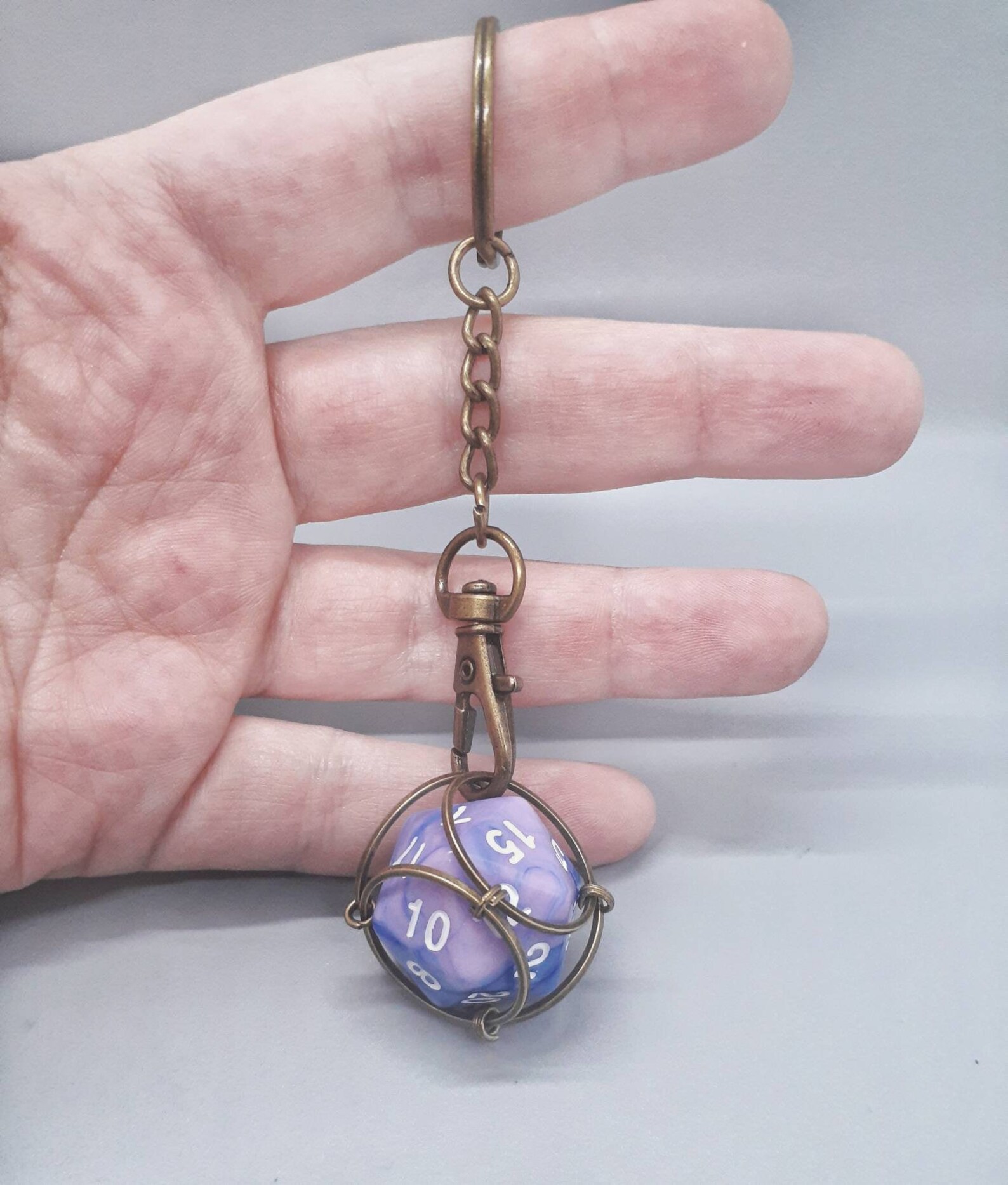 Bronze Keyring Removable Caged D20 Keychain TTRPG - Etsy