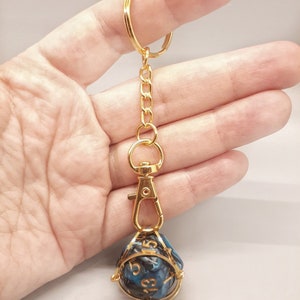 Removable D20 Cage Keychain, Gold Metal Keyring DND Dice, RPG ...