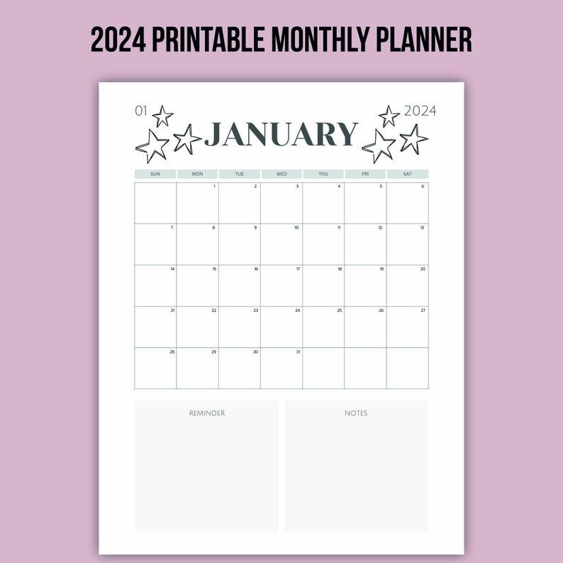 Planificador mensual imprimible, A4, planificador minimalista ...