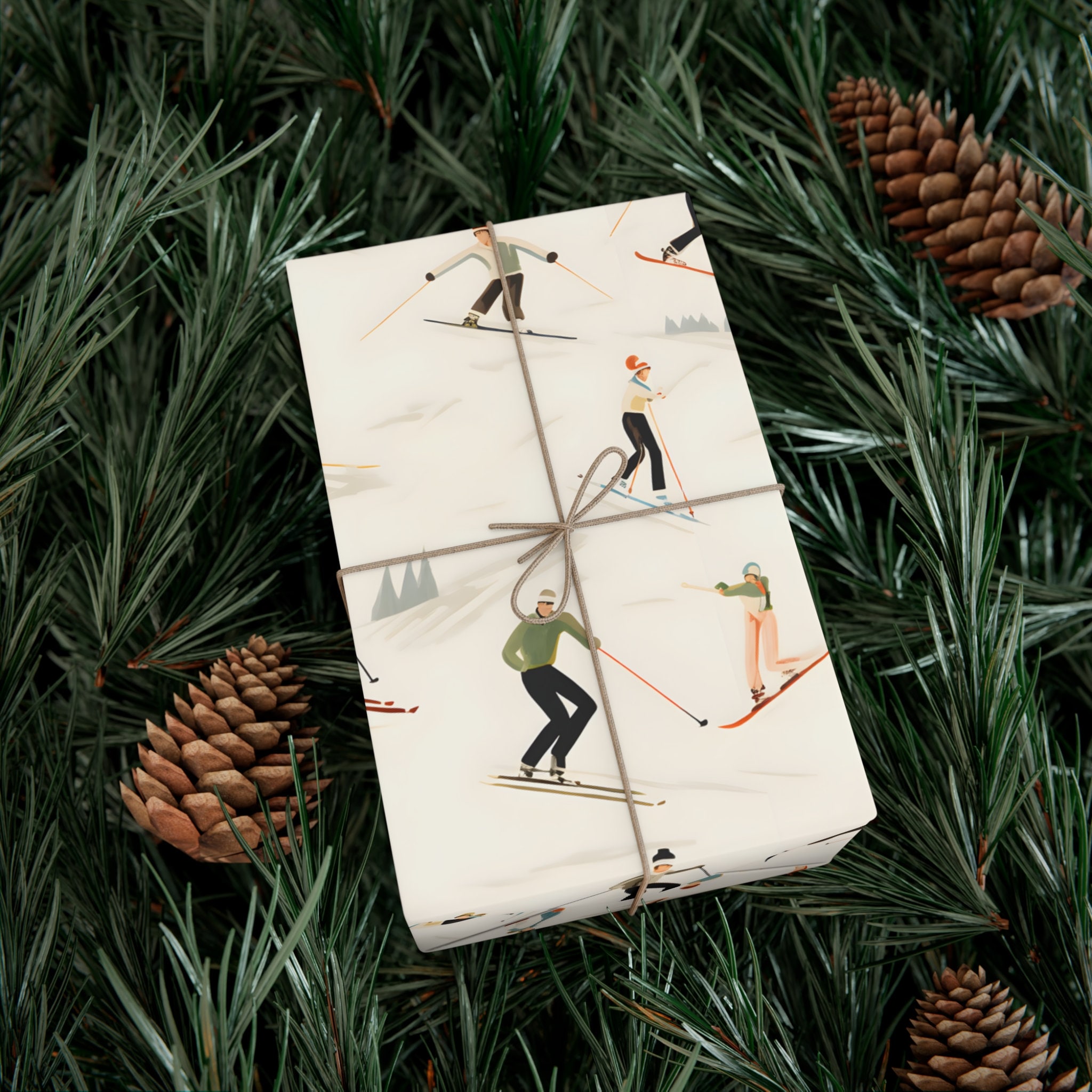 Skiing Christmas Gift Wrap Ski Lovers Alpine Holiday & Winter Gift ...