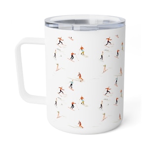 Vintage Ski Day Insulated Coffee Mug, 10oz | Hot Cocoa, Coffee, Tea ...