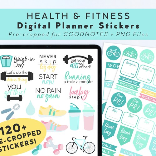 120 Fitness Digital Stickers Goodnotes Stickers Digital - Etsy