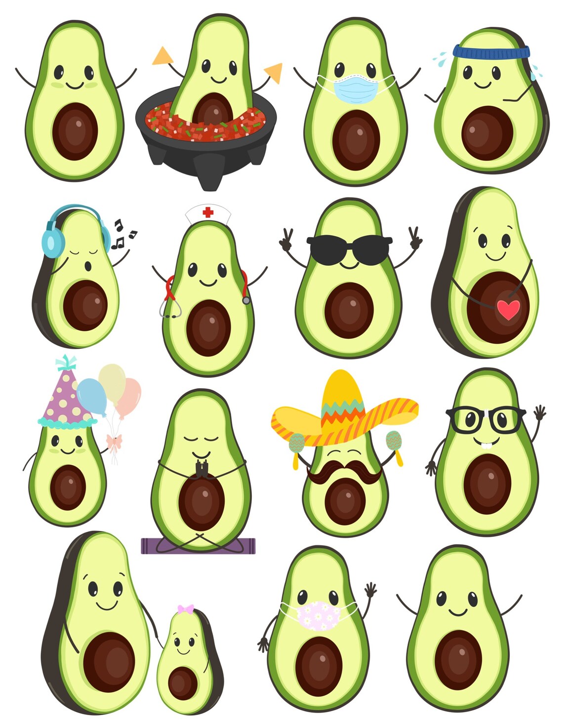 Cute Avocado Digital Planner Stickers Goodnotes Stickers Digital ...