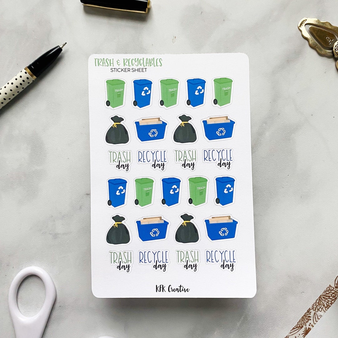 Trash Stickers Recycle Stickers Reminder Stickers Chore - Etsy
