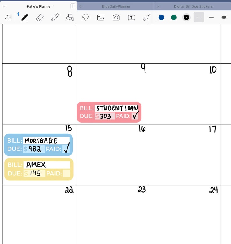 BUNDLE AND SAVE! Bill Due & Pay Day Digital Planner Stickers ...