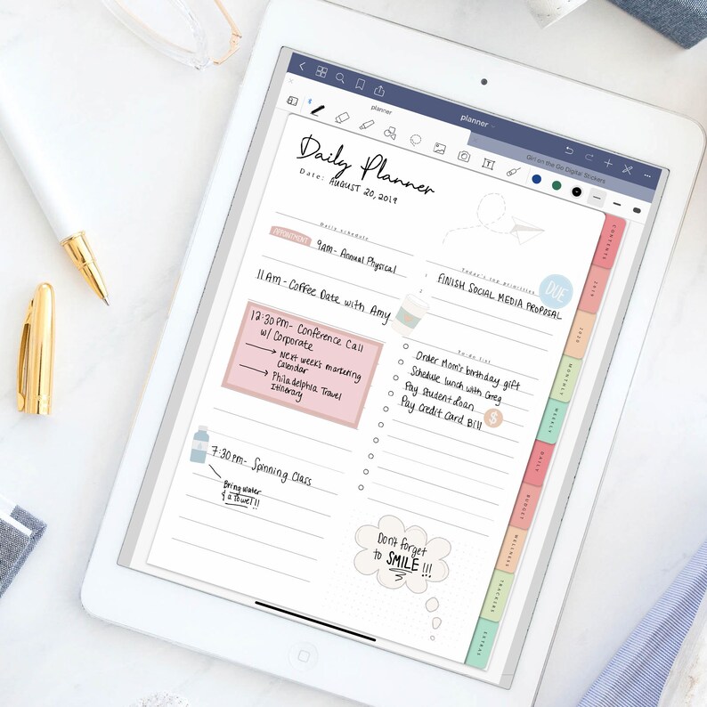 Girl on the Go Digital Planner Stickers Goodnotes Stickers - Etsy
