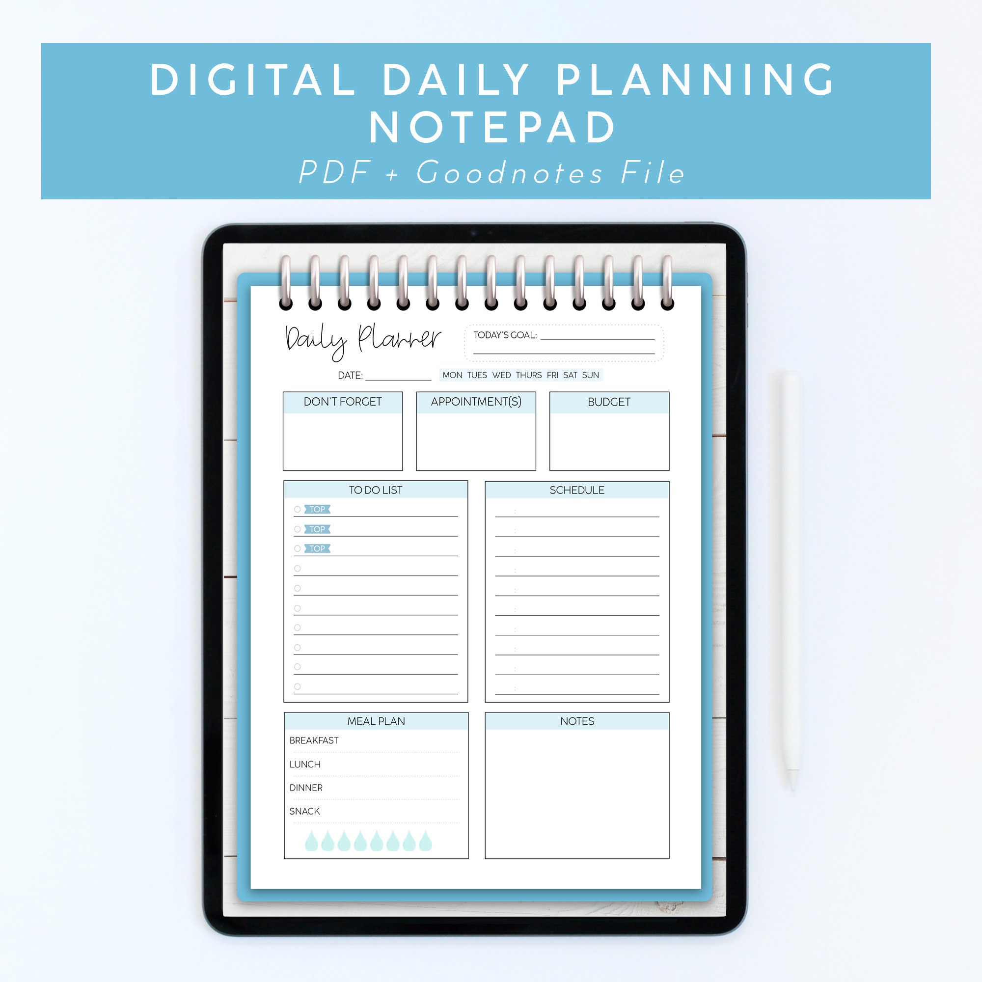 Digital Daily Planning Notepad Goodnotes Notebook Digital Daily Planner ...