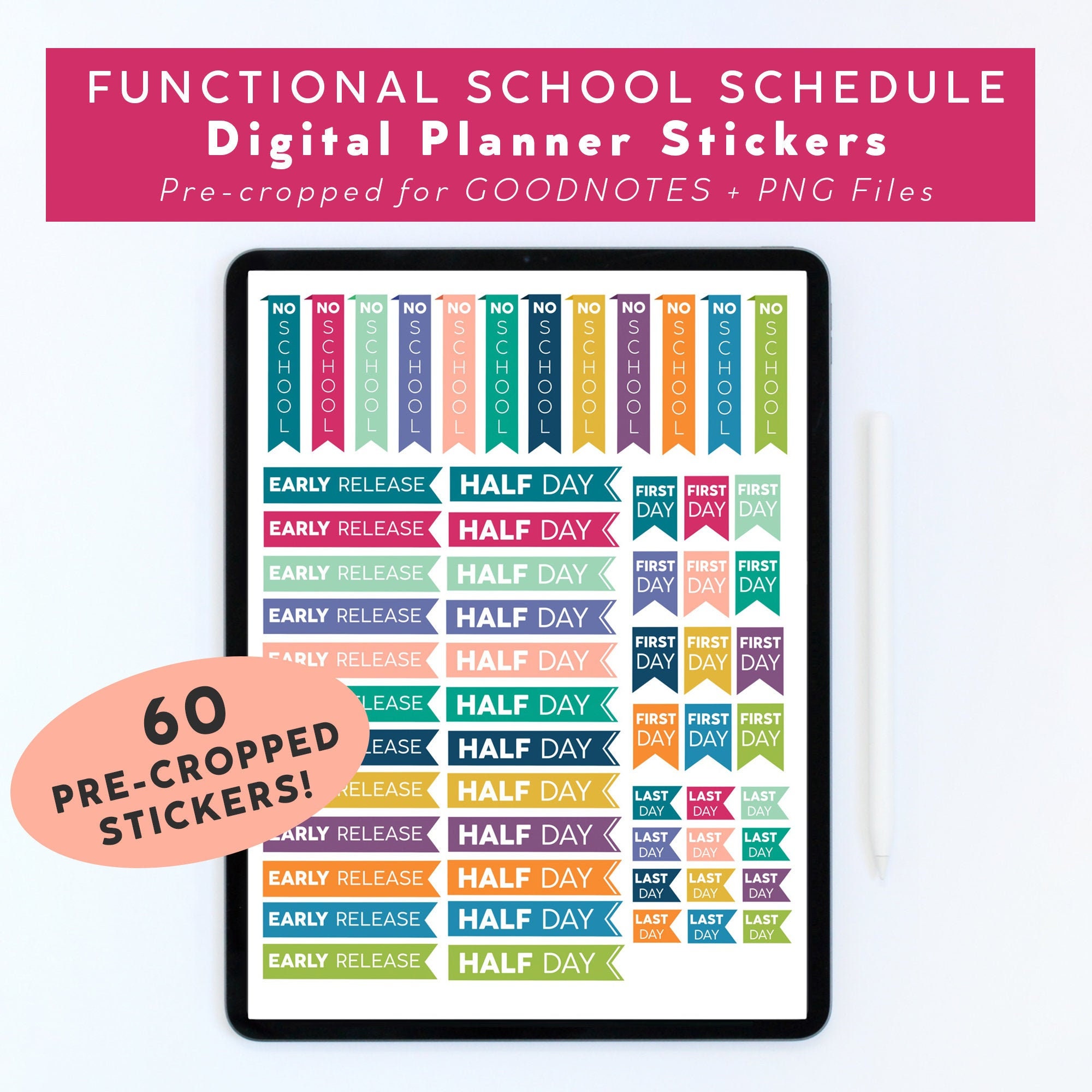 60 Functional School Schedule Digital Planner Stickers | Teacher ...