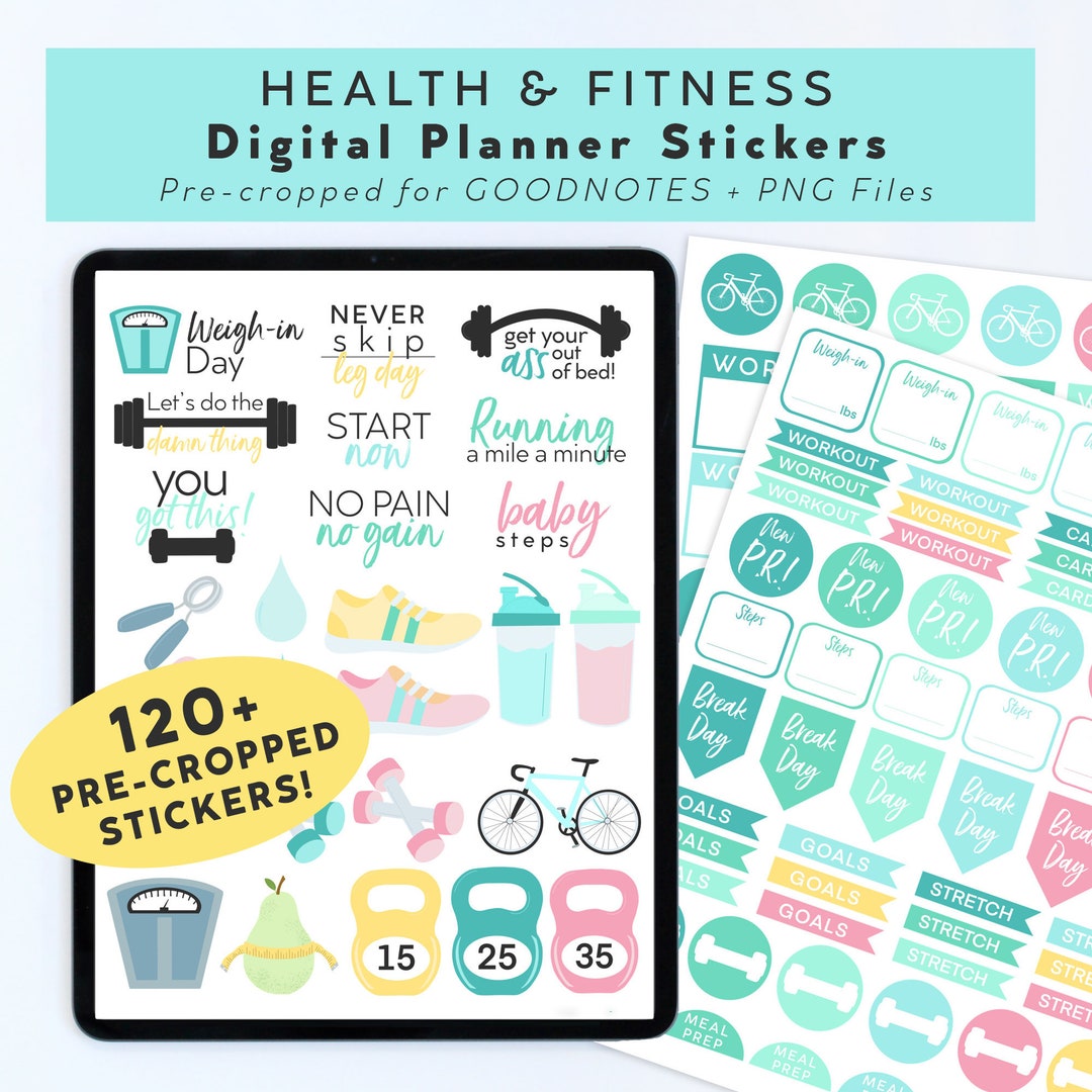 120+ Fitness Digital Stickers | Goodnotes Stickers | Digital Planner ...