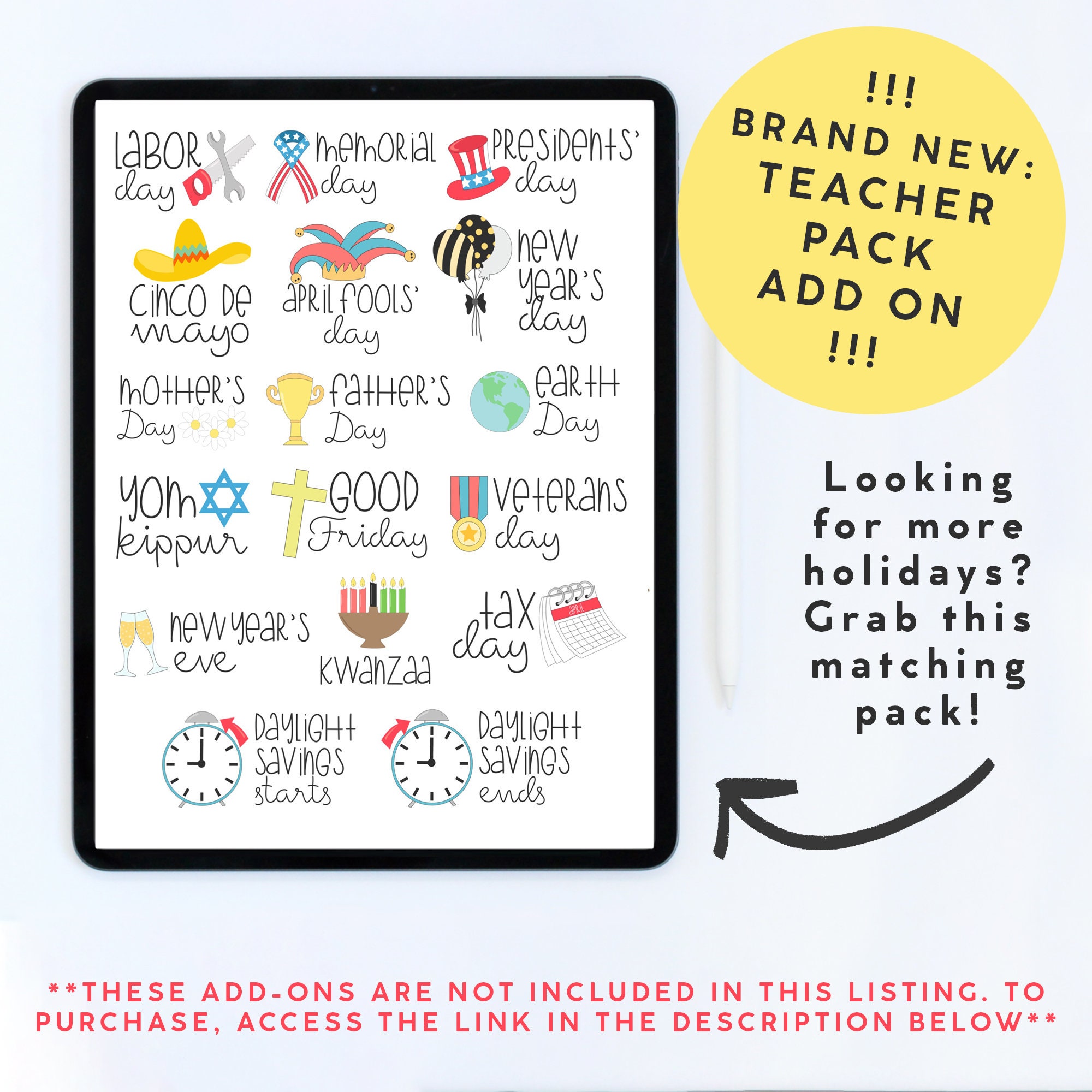 90 Teacher Digital Stickers | Goodnotes Stickers | Digital Planner ...