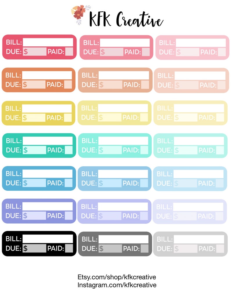 BUNDLE AND SAVE! Bill Due & Pay Day Digital Planner Stickers ...