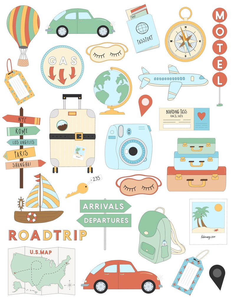 Travel Digital Planner Stickers | Goodnotes Stickers | Digital Journal ...