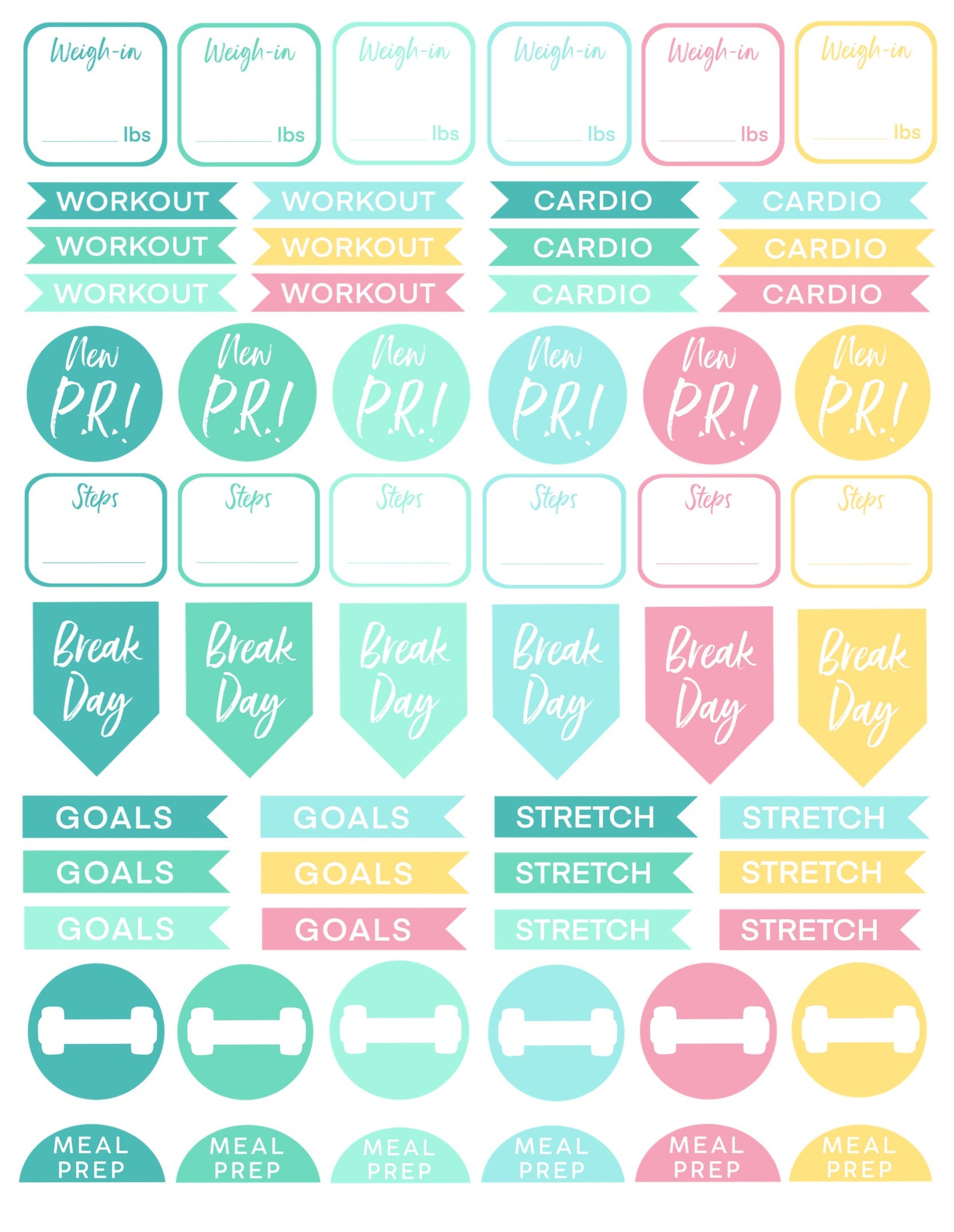 120 Fitness Digital Stickers Goodnotes Stickers Digital Planner ...