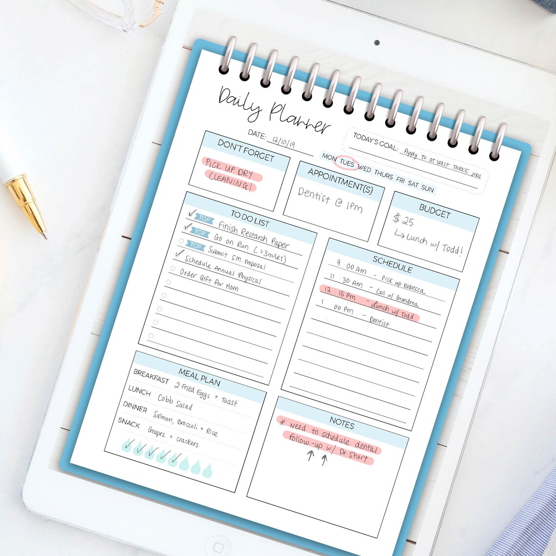 Digital Daily Planning Notepad Goodnotes Notebook Digital Daily Planner ...