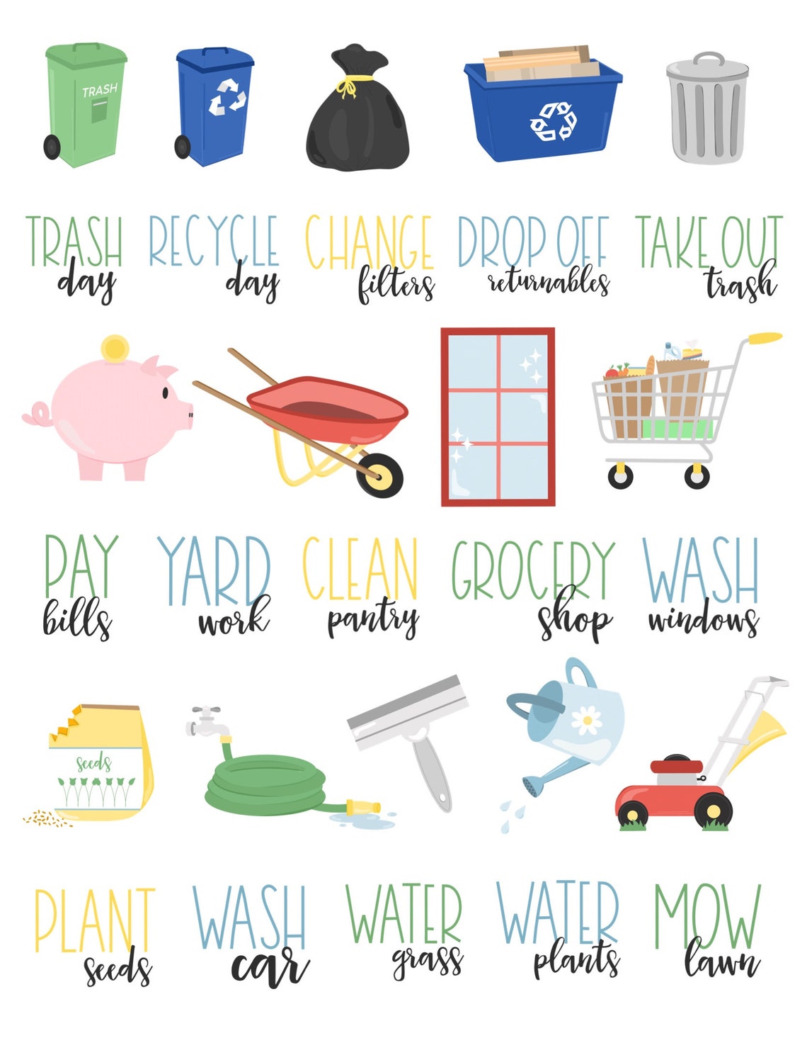 Chores and Cleaning Digital Planner Stickers Chore Digital | Etsy