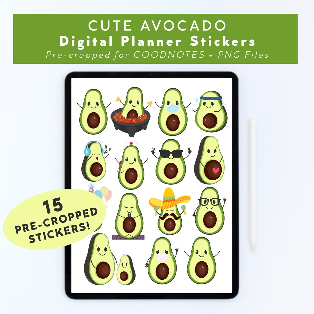 Cute Avocado Digital Planner Stickers | Goodnotes Stickers | Digital ...
