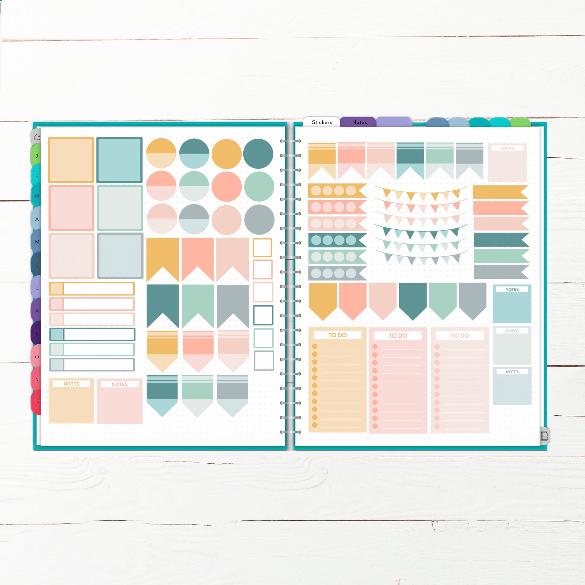 Sea Glass and Coral Digital Notes and Page Flags Goodnotes Stickers ...