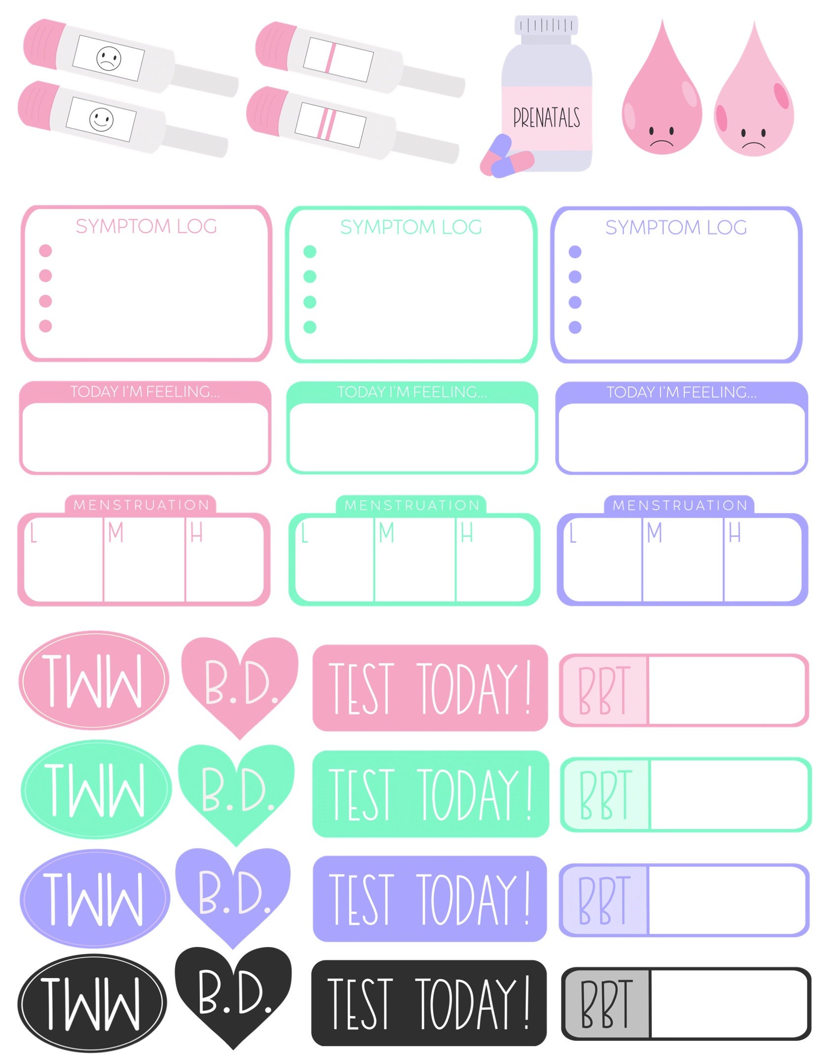 TTC Digital Stickers Trying to Conceive Stickers Ovulation Stickers ...