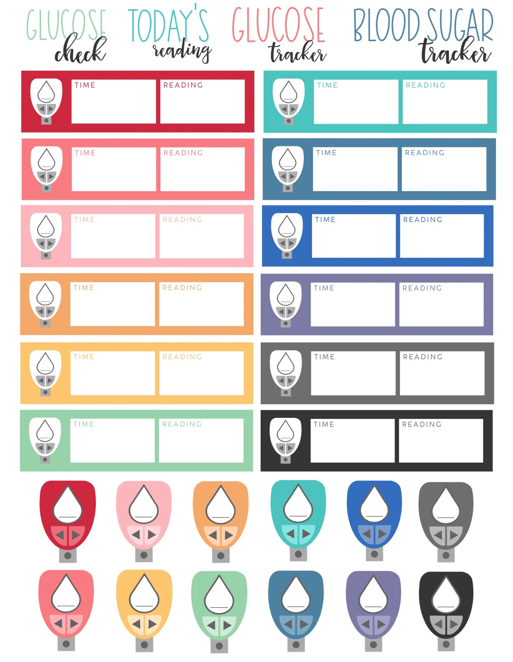 Glucose Tracker Digital Planner Stickers | Blood Sugar Digital Stickers ...