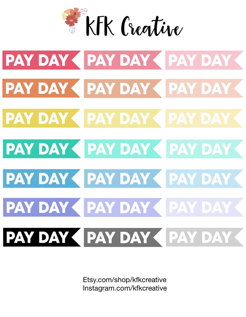 Pay Day Digital Planner Stickers | Goodnotes Stickers | Digital Journal ...