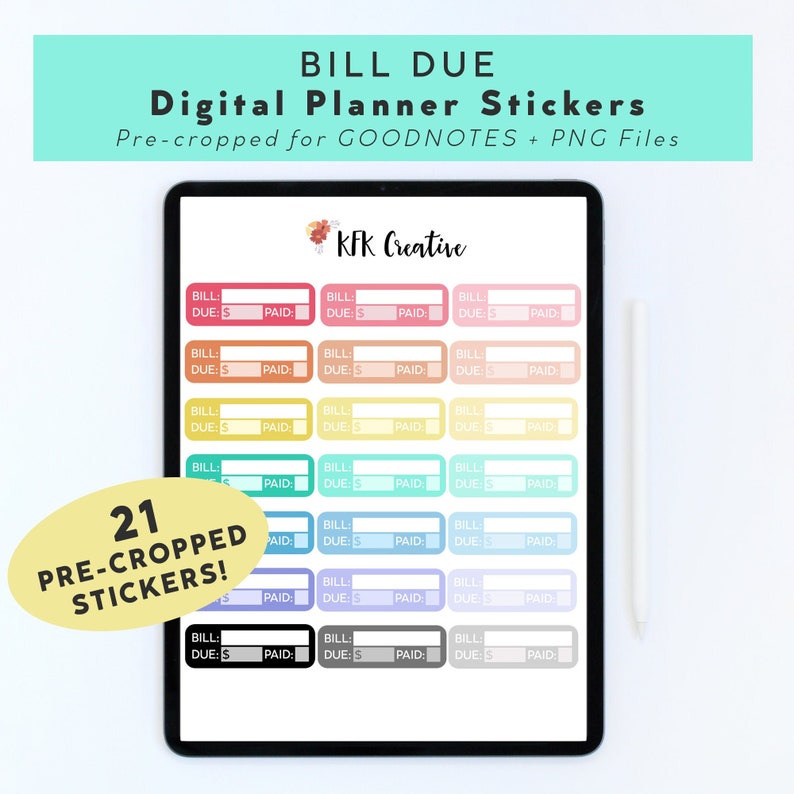 Bill Due Digital Planner Stickers Goodnotes Stickers | Etsy
