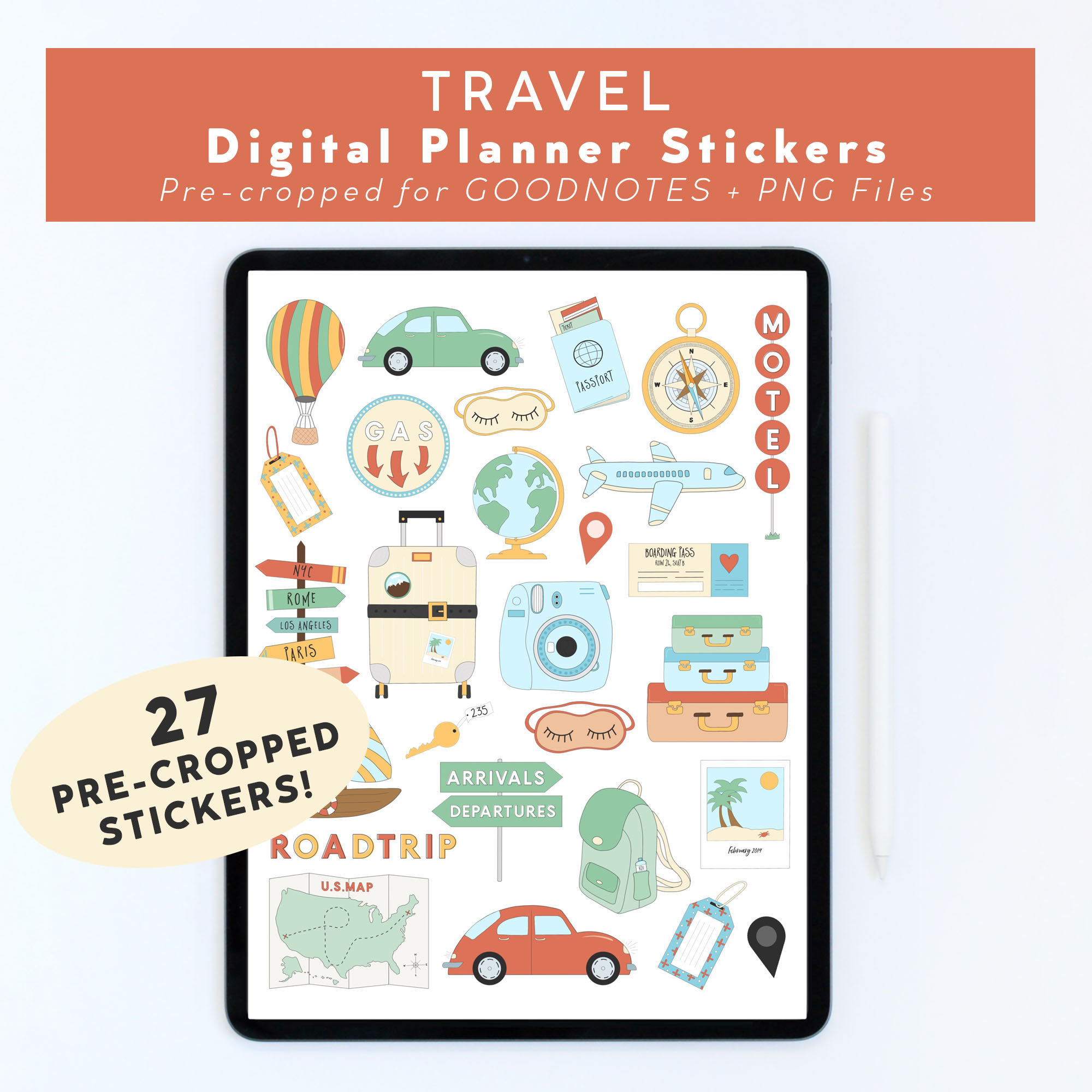 Travel Digital Planner Stickers Goodnotes Stickers Digital - Etsy