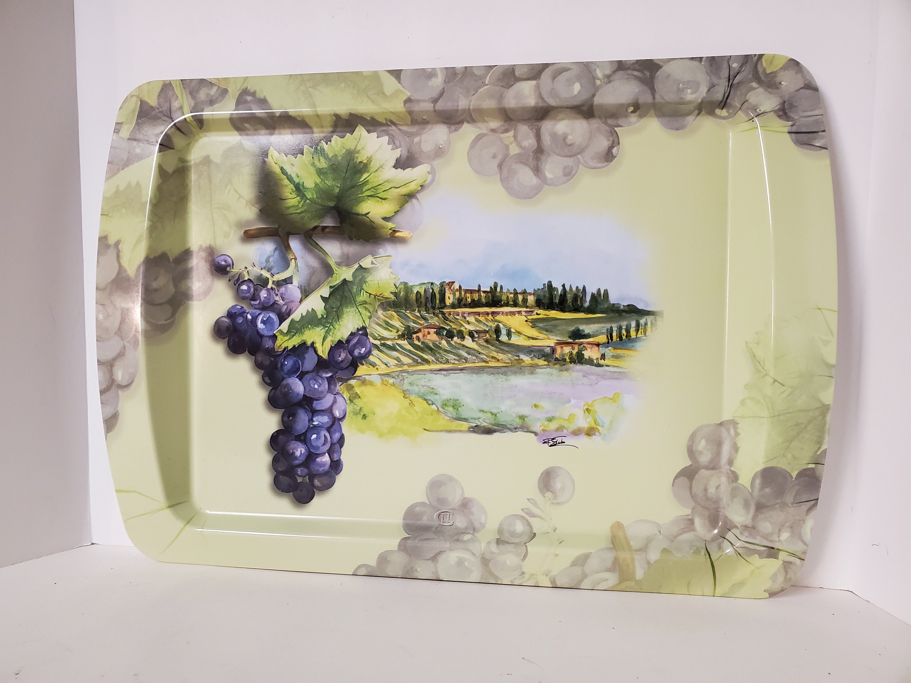 Beautiful Large Serving Tray Tuscany Grape Vines 20 X 14" Rectangular ...