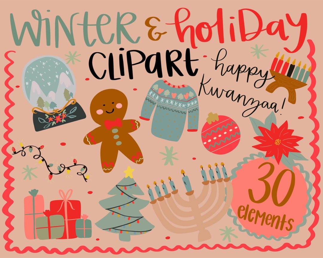 Holiday Clipart | Winter Clipart | Christmas Clipart | Cute Hand Drawn ...
