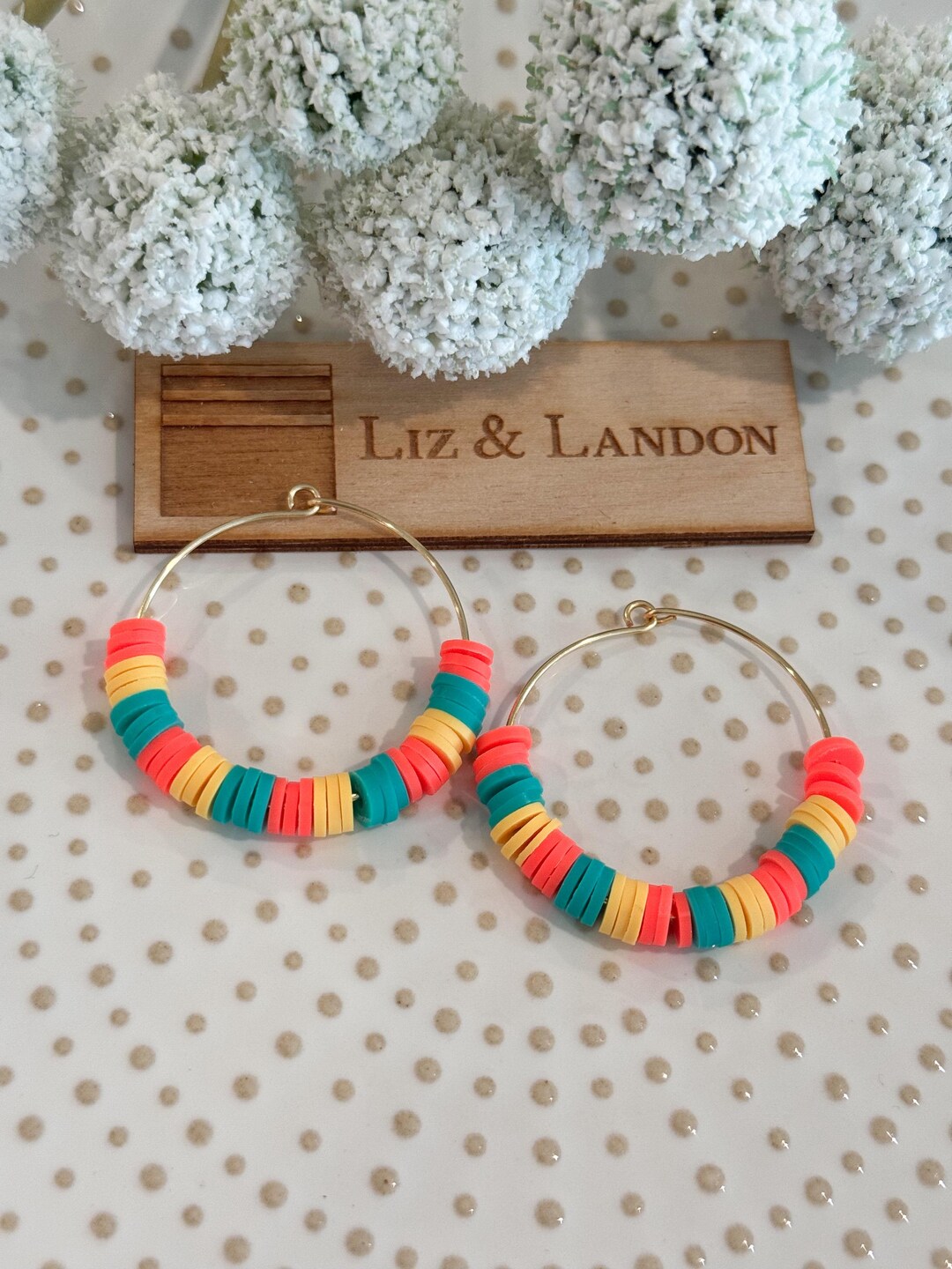 Gold Plated 1.50 Heishi Spring Break Hoops 1pair - Etsy