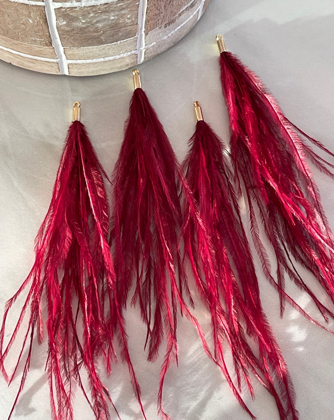 Sangria Ostrich Feather Tassels 1pair - Etsy