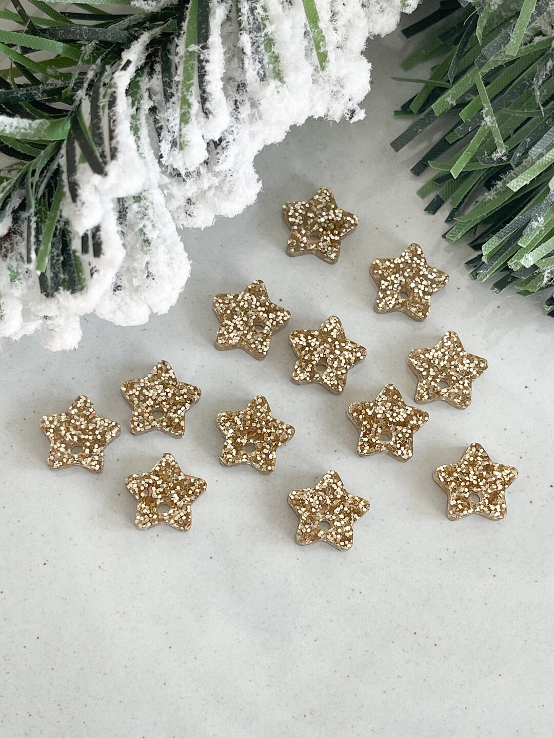 1-hole Gold Glitter Star Findings Blanks Connectors (2 Pair) Item#197 ...
