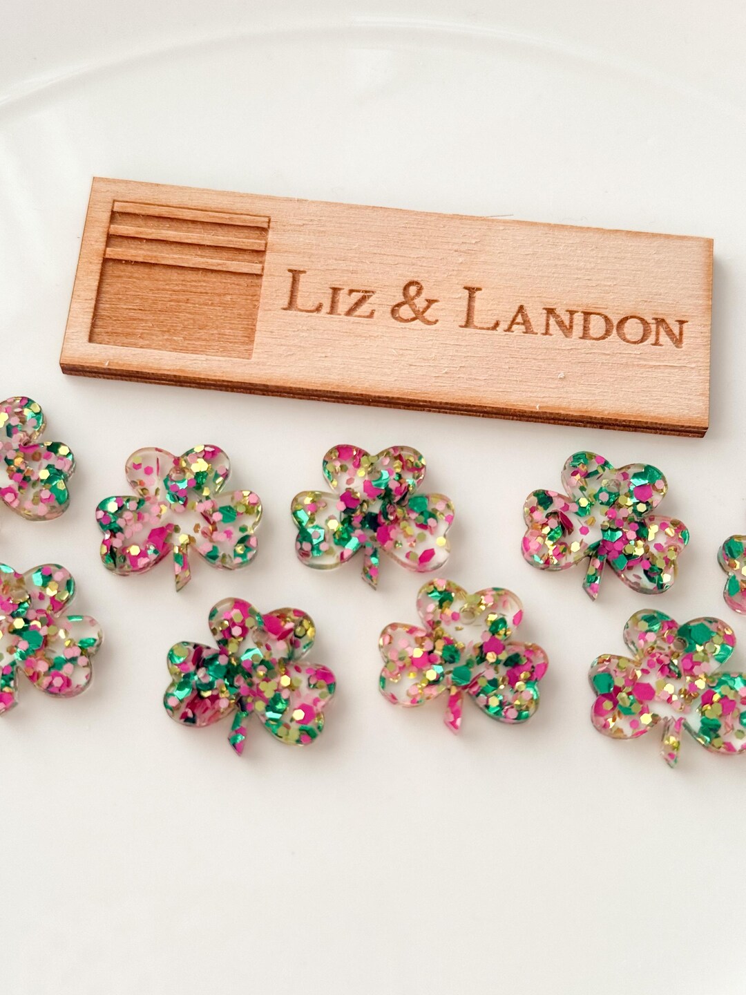 Satin Glitter Acrylic Shamrock Findings Charms/blanks for Earrings ...