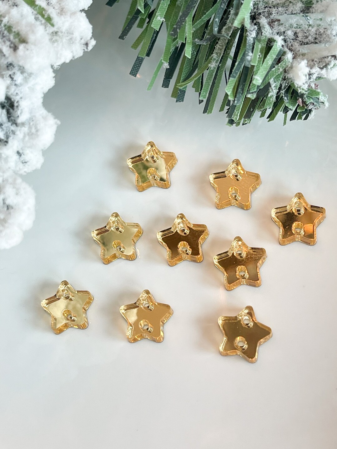 2-hole Mirrored Gold Star Findings Blanks Connectors (2 Pair) Item#205 ...