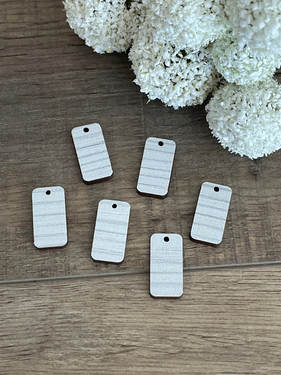 Whitewashed Small Milan Wooden Findings 1-hole Blanks Supplies (3pair ...