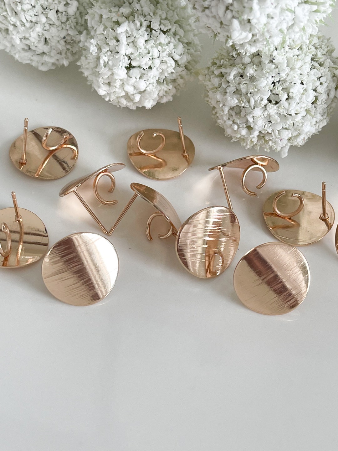 Stainless Steel Brushed Curved Coin Connectors in Soft Gold (1pair ...