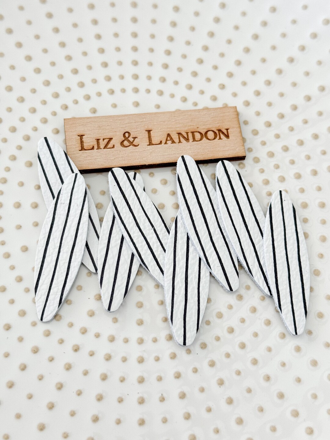 Pre-cut Black Pinstriped Leather Wide Oblong Hoop Wrap Earring ...